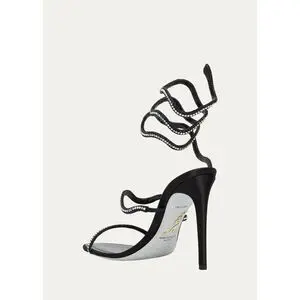 Rene Caovilla 105mm Embellished Satin Snake-wrap Sandals