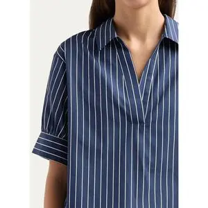 FRAME The Popover Striped Cotton Top