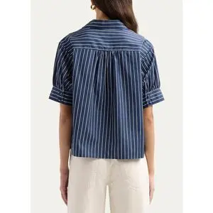 FRAME The Popover Striped Cotton Top