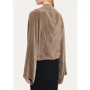 Rick Owens Flare-sleeve Twisted Velvet Crop Top