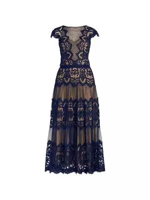 Tadashi Shoji Elzy Sequin-embellished Lace-panel Midi Dress