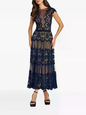 Tadashi Shoji Elzy Sequin-embellished Lace-panel Midi Dress