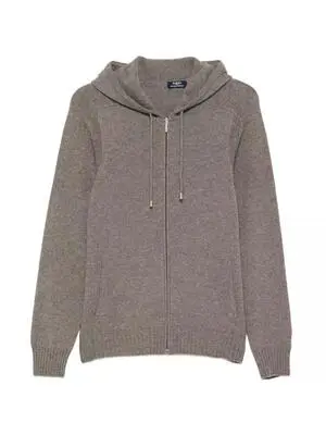 BARBA NAPOLI Zip-up Hood Cardigan - Brown