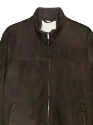 MANDELLI Suede-finish Zip-up Jacket - Brown