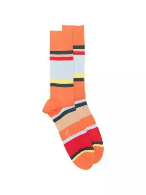 Paul Smith Striped Ribbed-knit Socks - Orange