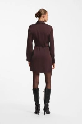 Hugo Long-sleeve Satin Wrap Dress With Stacked Logo