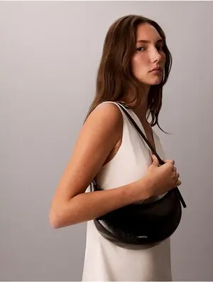 Calvin Klein Hardware Monogram Crescent Shoulder Bag