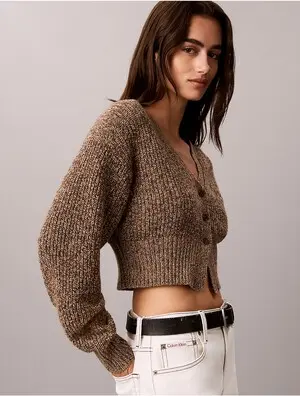 Calvin Klein Wool Blend Mouline Cardigan