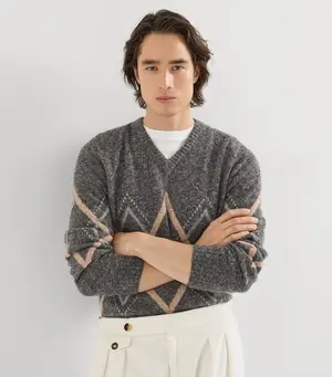 Brunello Cucinelli Alpaca-blend Argyle Sweater