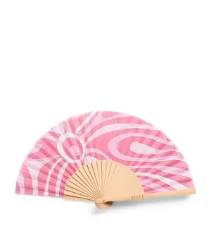 Emilio Pucci Silk Marmo Print Fan