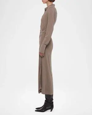 Helmut Lang Twisted Long-sleeve Shirtdress - Fallenrock