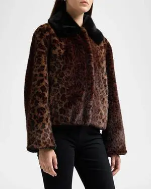 Kobi Halperin Sylvia Leopard-print Faux Fur Coat - Brown Mult