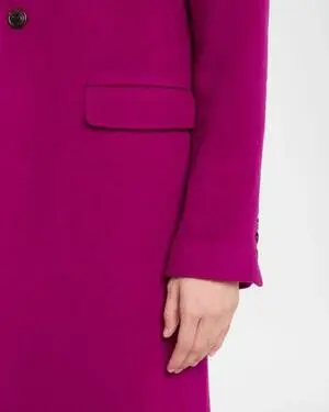 SERGIO HUDSON Single-breasted Teddy Boucle Long Coat - Raspberry