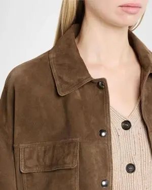 Brunello Cucinelli Couture Suede Collared Jacket - Medium Brown