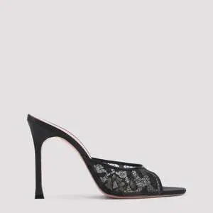 Amina Muaddi Alexa Lace Slipper - Black