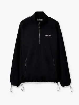 Miu Miu Fleece Sweatshirt With Lettering Logo Embroidery - Multicolor