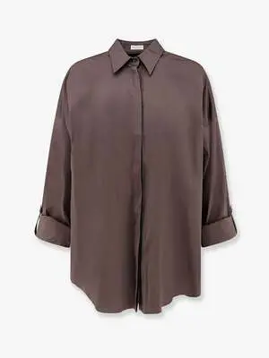 Brunello Cucinelli Cotton Blend Shirt With Shiny Trim - Multicolor
