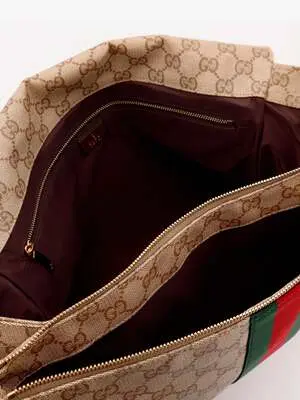 Gucci Gg Canvas Crossbody Bag With Front Web Detail
