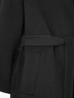 Fendi Ff Zucca Wool Midi Coat Black