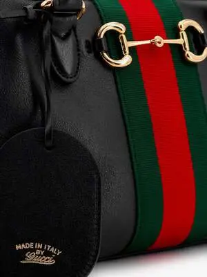 Gucci Borsetto Leather Handbag With Web Detail On The Front