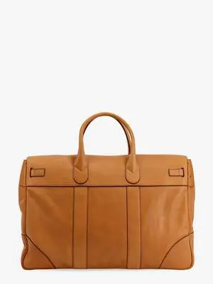 Brunello Cucinelli Leather Travel Bag With Engraved Logo On The Front - Multicolor