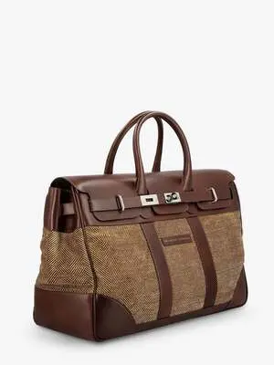 Brunello Cucinelli Country Leather Bag With Chevron Pattern