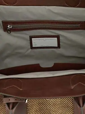 Brunello Cucinelli Country Leather Bag With Chevron Pattern