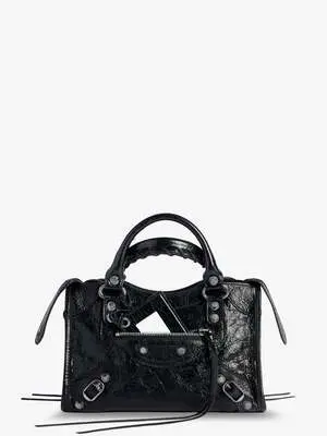 Balenciaga Le City Mini Arena Leather Handbag - Black