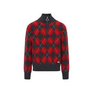 AMI Paris Zipped Collar Sweater - Gray