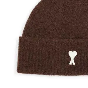 AMI Paris Adc Beanie - Brown