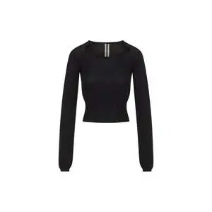 Rick Owens Slashed Cropped Pull T-shirt - Black