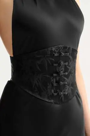 SAU LEE Etta Satin Dress - Black