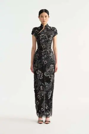 SAU LEE Seraphine Embellished Dress - Ink