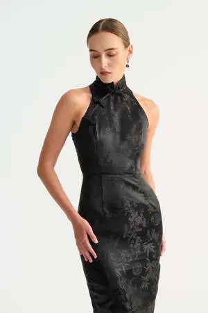 SAU LEE Jill Feather Trim Dress