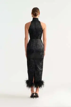 SAU LEE Jill Feather Trim Dress
