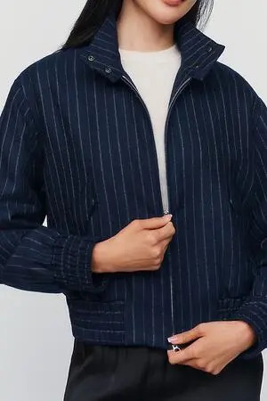 Rag & Bone Eliza Wool Blend Bomber Jacket - Navy