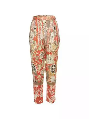 Etro Floral-print Tapered Trousers - Orange