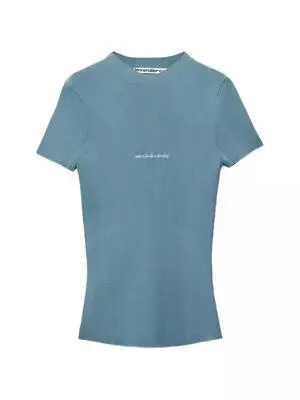 Alexander Wang Jacquard Logo Short-sleeve Crew-neck Top - Blue