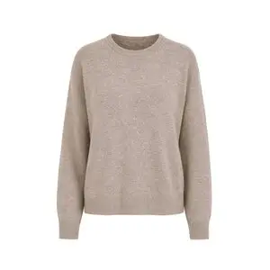 TIRILLM Cindy Merino Wool Basic Pullover- Dar Beige Melange - Brown
