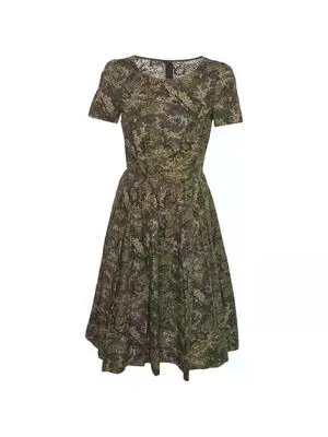 Dolce & Gabbana Printed Flared Midi Dress - Green