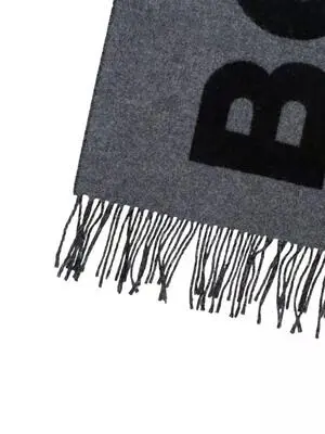 BOSS Logo-print Fringed Scarf