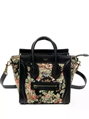Celine Nano Luggage Embroidered Tote Bag - Black