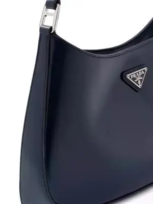 Prada Cleo Brushed Leather Shoulder Bag - Blue