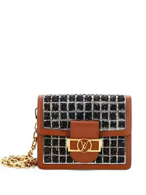 LOUIS VUITTON Dauphine Beaded Tweed Mini Shoulder Bag