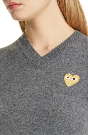Comme Des Garçons Play Golden Heart Logo Wool Sweater
