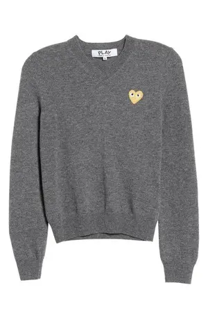 Comme Des Garçons Play Golden Heart Logo Wool Sweater