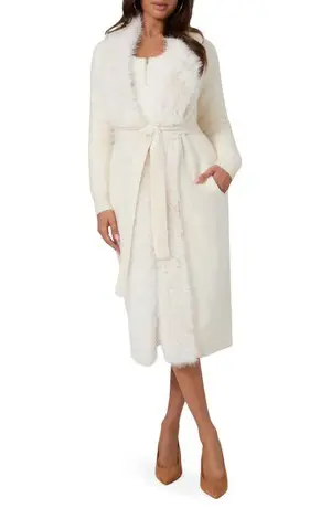 Guess Nairobi Faux Fur Trim Long Cardigan - Mcdm-open