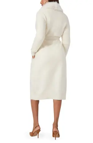 Guess Nairobi Faux Fur Trim Long Cardigan