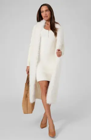Guess Nairobi Faux Fur Trim Long Cardigan