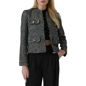 Guess Jenny Fringed Herringbone Jacket